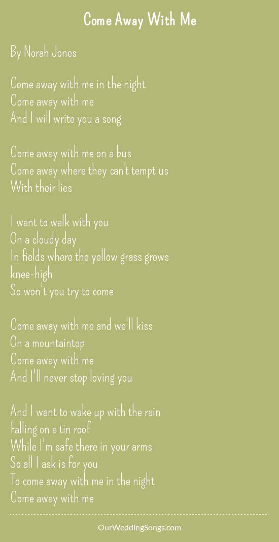 Norah Jones Come Away With Me Lyrics